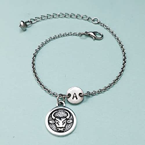 Amazon.com: Taurus charm bracelet, taurus charm, adjustable bracelet ...