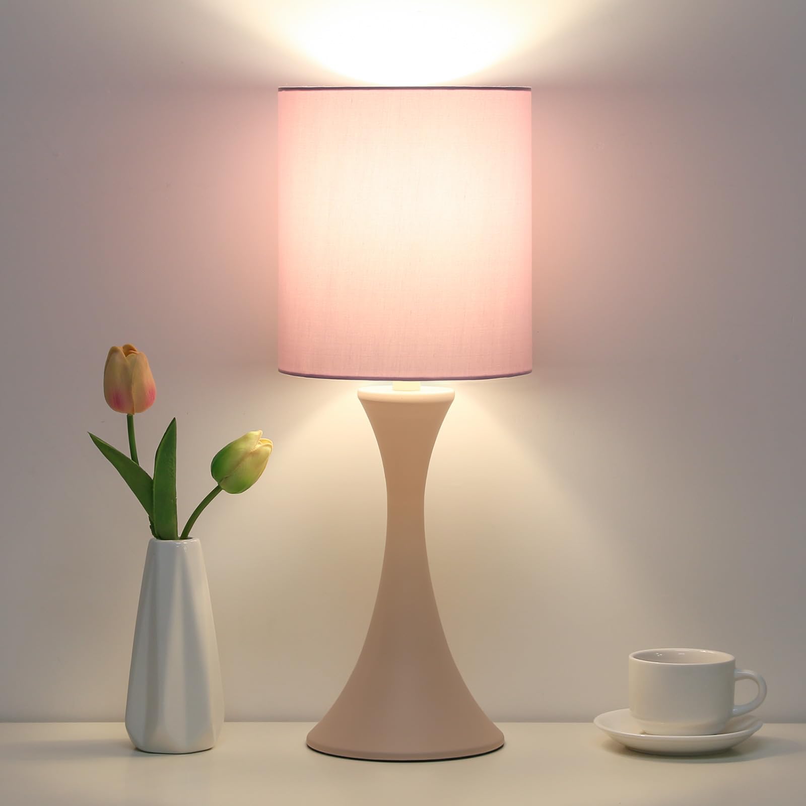 Pink Touch Lamp, 3 Way Touch Control Desk Lamp, Bedside Dimmable Lamp ...