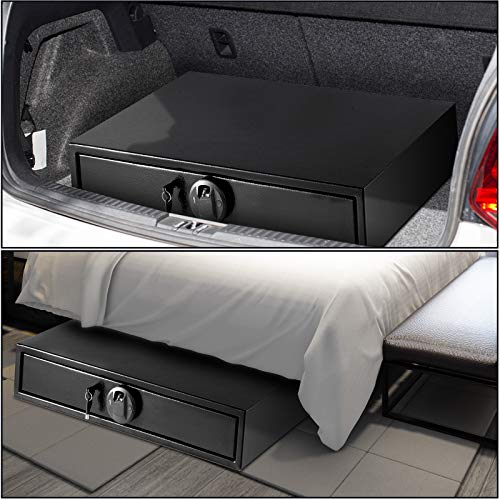 VEVOR Under Bed Gun Safe Fingerprint Lock Under Bed Safe with Two ...