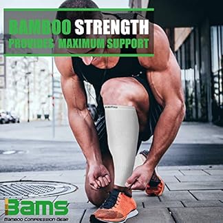 BAMS Bamboo Leg & Calf Compression Sleeve for Men & Women- Shin Splints ...