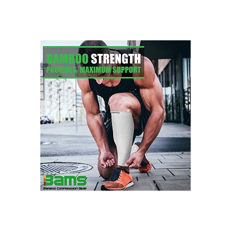 BAMS Bamboo Leg & Calf Compression Sleeve for Men & Women- Shin Splints ...