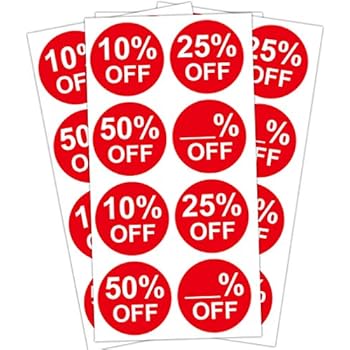 Amazon.com : Percent Off Stickers - 25% Off, 50% Off and 75% Off Bulk ...