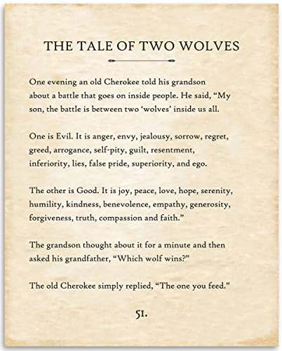Amazon.com: The Tale of Two Wolves - 11x14 Unframed Typography Book ...