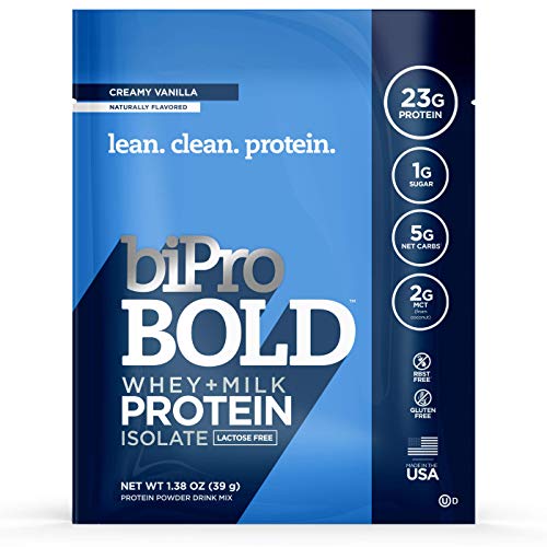 BiPro Bold to-Go Whey + Milk Protein Powder Isolate, Creamy Vanilla, 12 ...
