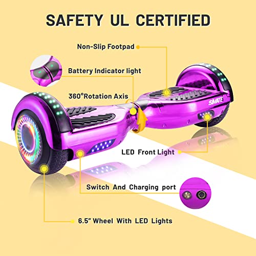 SIMATE Hoverboard with Carrying Bag and Gift Box, 6.5" Self Balancing ...