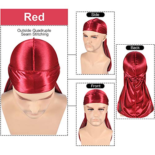 3PCS Silky Durags Pack for Men Waves, Satin Doo Rag, Award 1 Wave Cap,G ...