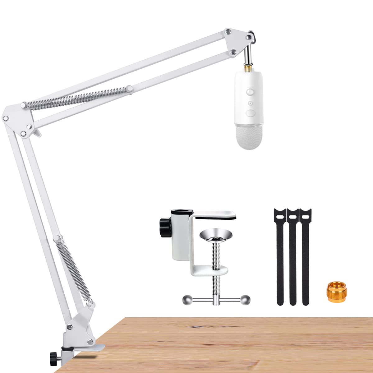 For Blue Yeti White Boom Arm, Mic White Desk Stand Compatible with Blue ...