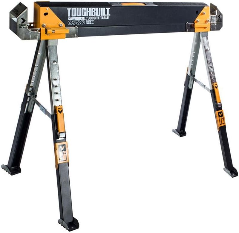 TOUGHBUILT TOU-C700 Saw Horse/Adjustable Jobsite Table (Single): Amazon ...