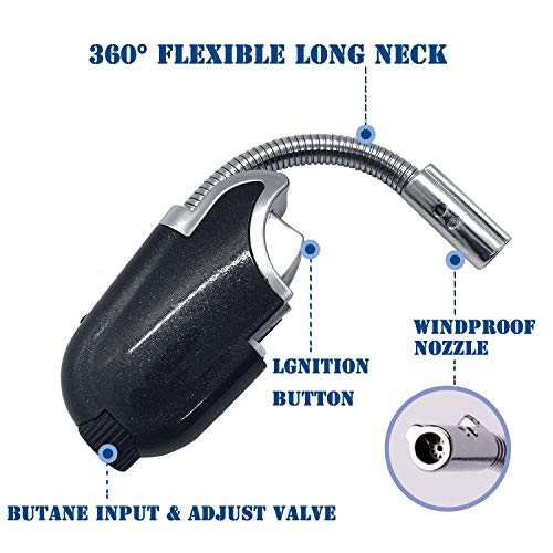 Yeuligo 2 Pack Butane Lighter, Mini Torch Lighter with Key Ring, Adjustable Jet Flame Windproof ...