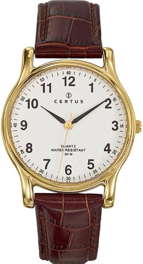 Certus 611231-Men's Watch Analogue Quartz White Dial Brown Leather ...