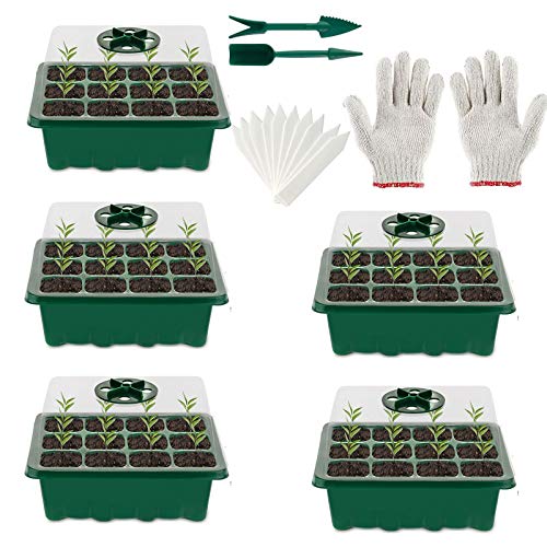 Mua 5-Pack Seed Trays Seedling Seed Kit with Transparent Top Cover and ...