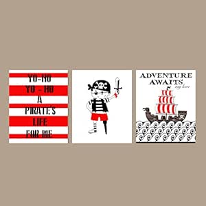 Amazon.com: Yo Ho Pirate Life For Me Children Wall Art Decor Adventure ...