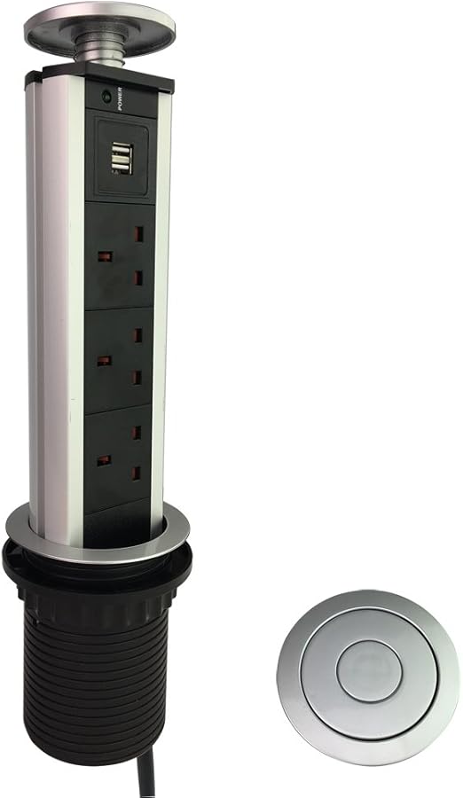 Pop Up Work Bench Power Charging Socket, 3 Way Outlets with 2 USB Ports ...