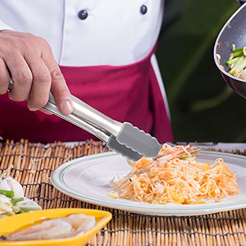 4 Pieces Mini Tongs with Silicone Tips Stainless Steel Mini Serving ...