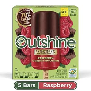 Outshine, Raspberry 1/2 Dipped in Dark Chocolate Fruit Bars, 5 Count ...