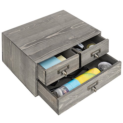 MyGift Rustic Gray Solid Wood Office Supplies Desk Organizer with 3 ...