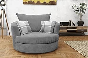Large Swivel Round Cuddle Chair Fabric (Grey): Amazon.co.uk: Kitchen & Home