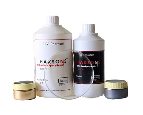 Haksons Ultra Clear Grade 1 Epoxy Resin And Hardener, 650 gms with 2 ...