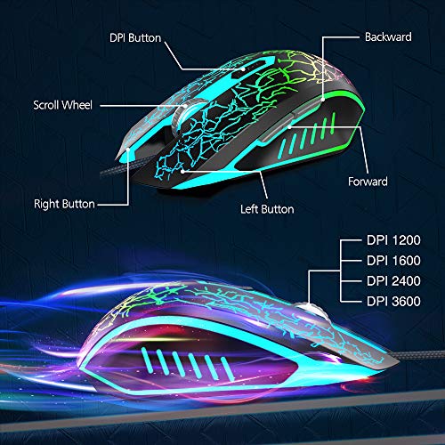 BENGOO Gaming Mouse Wired, Ergonomic Gamer Laptop PC Optical Computer ...