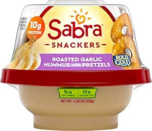 Sabra Snackers, Roasted Garlic Hummus with Pretzels, Plant-Based, Vegan ...