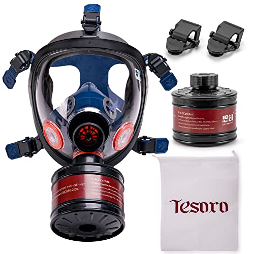 Protective Full Face Respirator - Heavy-Duty Anti-Fog Air Filtration ...
