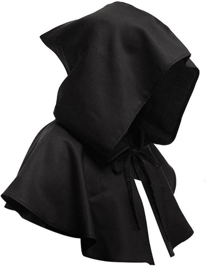 Amazon.com: Black Hood Costume, Medieval Cowl Hat,Monk Priest Wicca ...