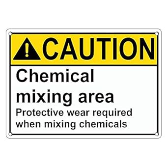 Weatherproof Plastic ANSI Caution Chemical Mixing Area Sign with ...