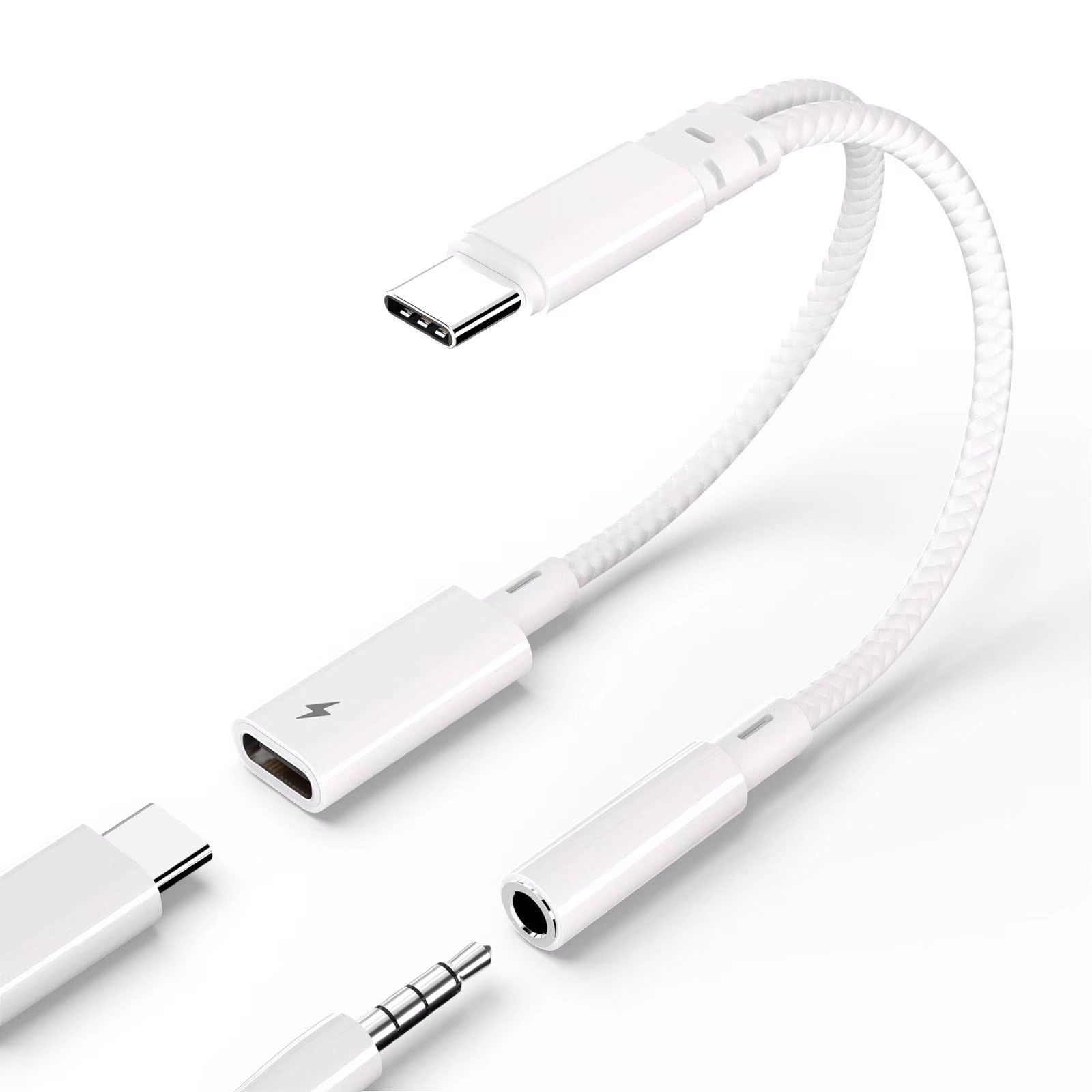 USB C to 3.5mm Headphone and Charger Adapter,2 in 1 aux to USB c Audio ...