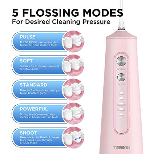 TEBIKIN Cordless Water Flosser Portable Water Pick with Travel Nozzle ...