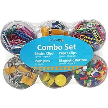 Amazon.com : Office Supplies All In 1 Combo Set - Paper Clips, Binder ...