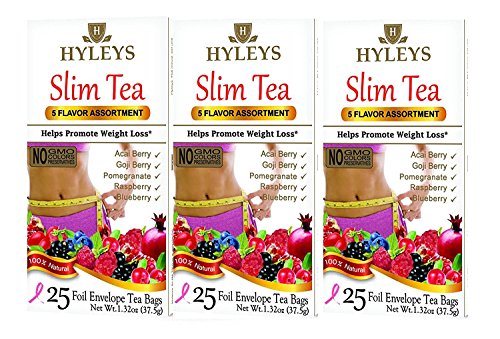 Hyleys 100% Natural Slim Tea 5 Flavor Assortment (25 teabags) - 3 PACK ...