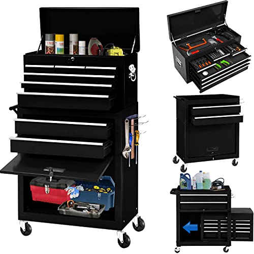 Greenvelly 8 Drawers Rolling Tool Chest with Wheels, Detachable Large ...