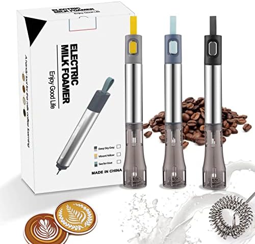 Electric Milk Frother Handheld with Stand and Coasters Automatic Hot ...