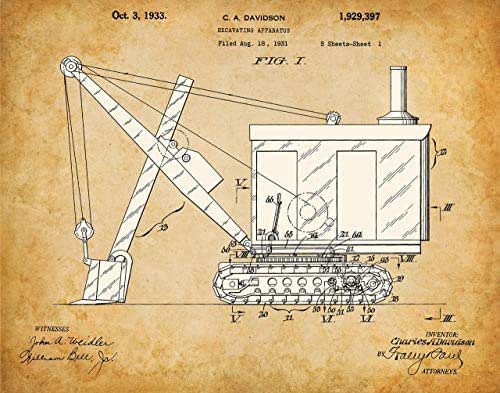 Amazon.com: Poster - Excavator Patent - Choose Unframed Poster or ...