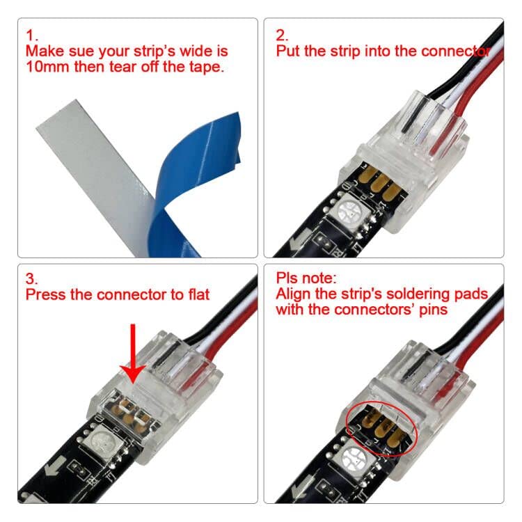 HAMRVL 12 Packs 3 Pin Led Light Connectors For WS2812B WS2811 RGB Led ...