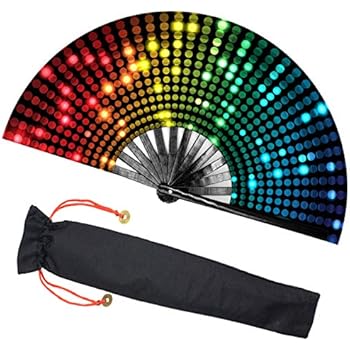 Amazon.com: Zolee Large Rave Folding Hand Fan with Bamboo Ribs for Men/Women - Chinese Japanese ...
