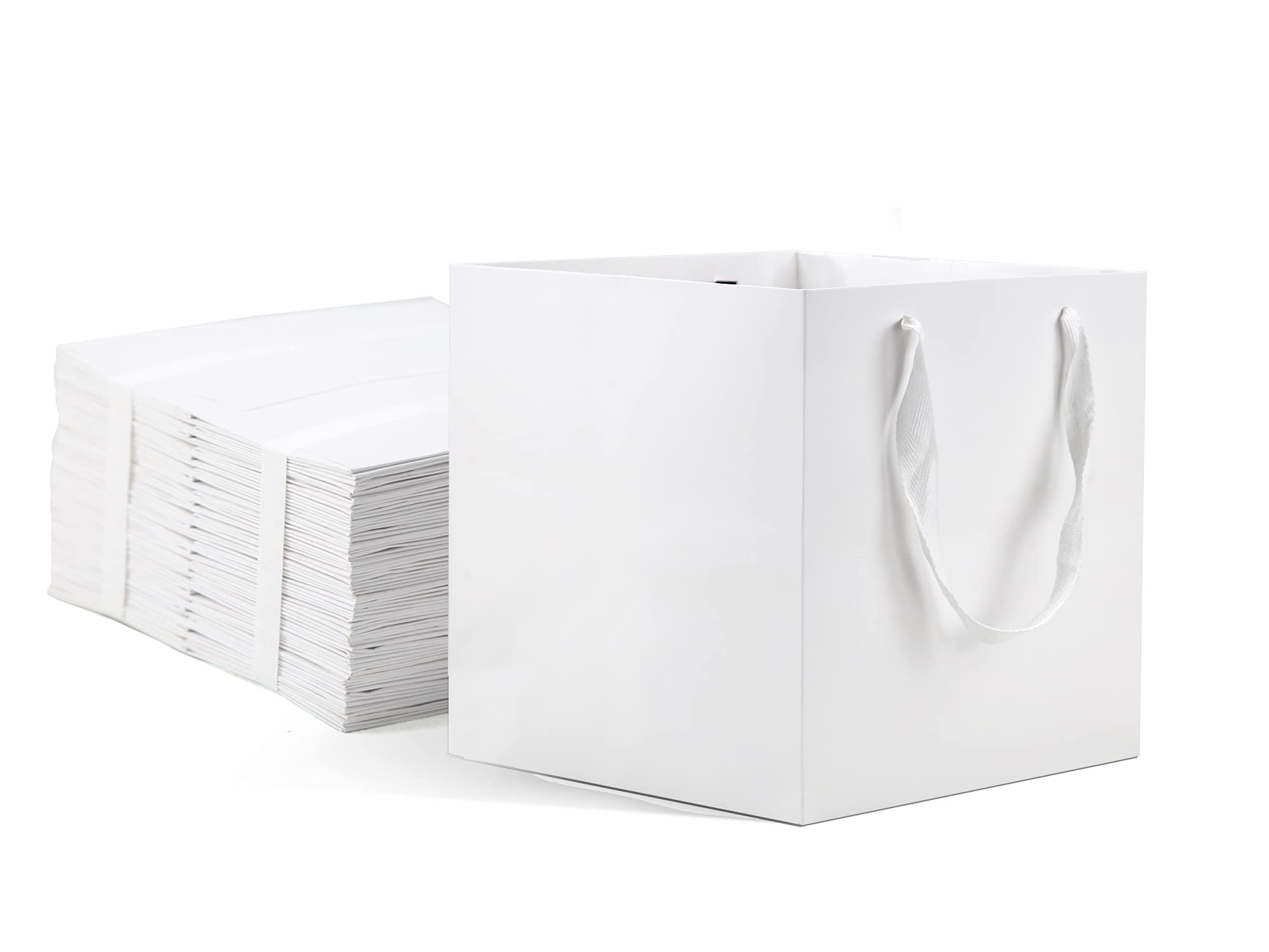 HUAPRINT White Paper Bags with Handles, Gift Bags Bulk 12 Pack, Large ...