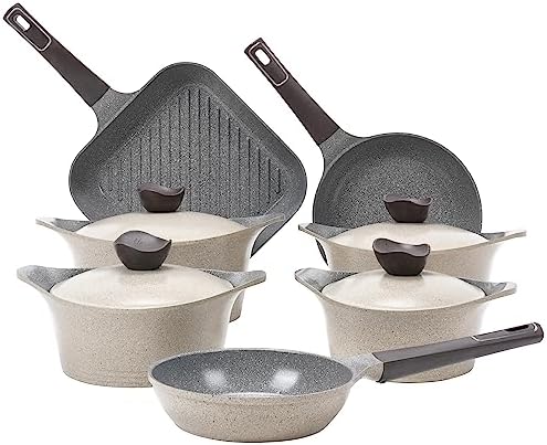 Neoflam Aeni Granite Cookware Set, Beige,11-Pieces,117366 price in ...