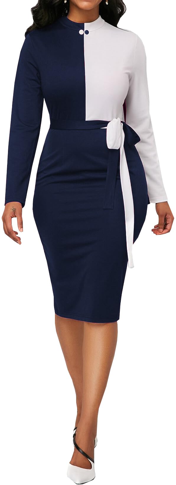 Bodycon Dresses for Women Vintage Crew Neck Long Sleeve Cocktail ...