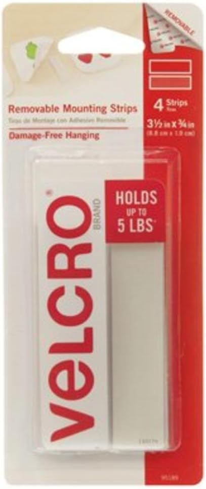 VELCRO Brand - Removable Mounting Strips, Damage-Free Hanging, 3 1/2in ...