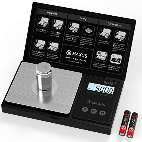 MAXUS Elite Plus Precision Gram Scale 200g x 0.01g + 50g Calibration ...