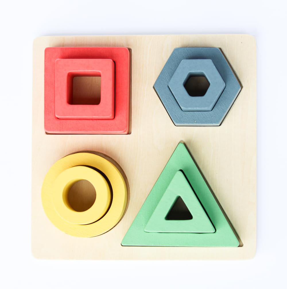 Mollie Maisie Co. Sorting Shapes Stacking Wood Toy - Montessori fine ...