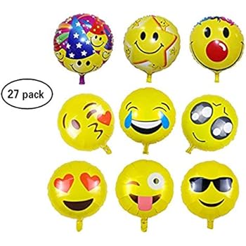 Amazon.com: Happy Birthday Party Emoji Balloon - Set of 3 Pack Mylar ...