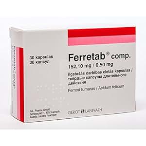 Amazon.com: Ferretab comp, 30 Prolonged-Release Capsules.Anemia in ...