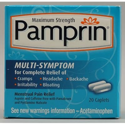 Pamprin Max Strength Menstrual Pain Relief - 20 Capsules (2-pack) in ...