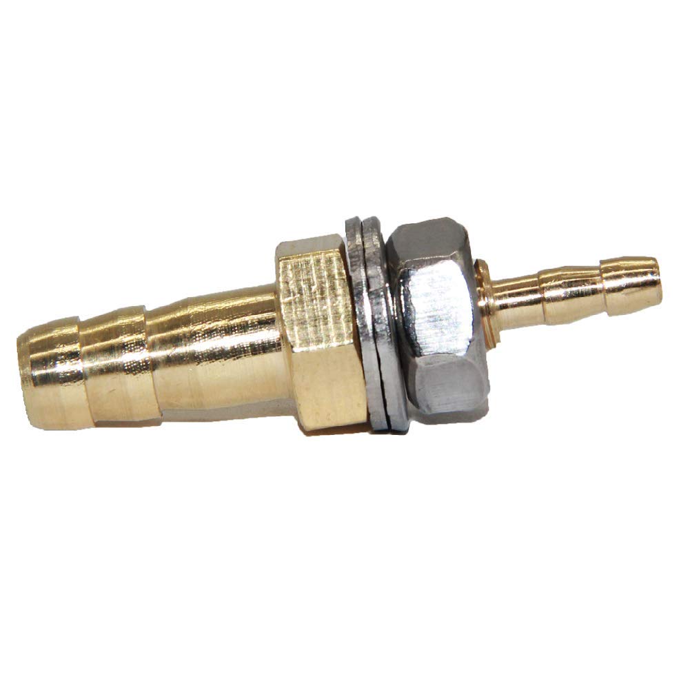 Joywayus 1/8''× 1/4'' Reducer Hose ID Barb Thru-Bulk Head Hex Union Brass Fitting with Flat ...