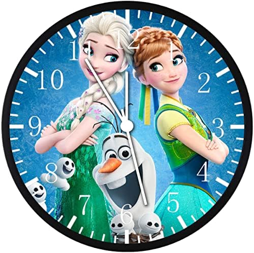 12 Inch Frozen Elsa Anna Wall Clock Non-Ticking Silent Battery Operated ...