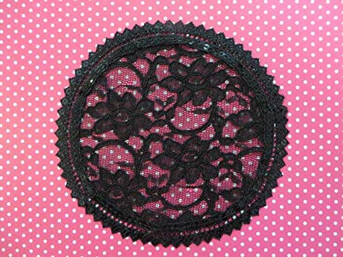 Amazon.com: Handmade Black Lace Doily Head Cover with Sequined Trim ...