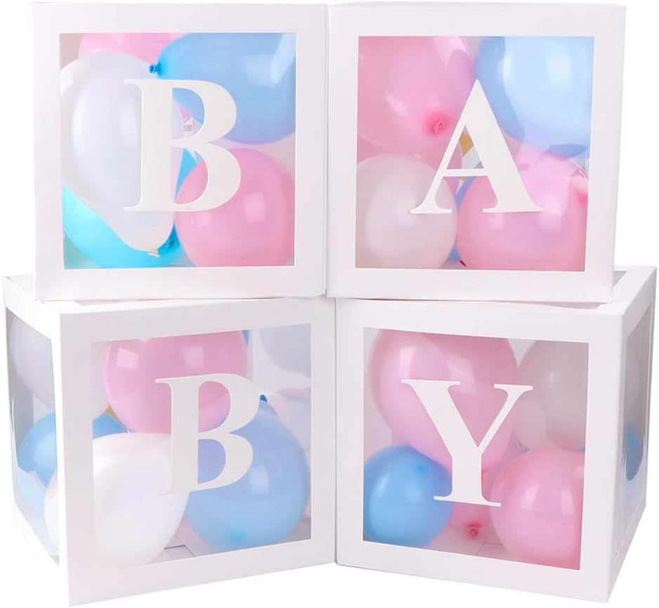 4 Pcs Balloon Boxes Baby Shower Decorations,with 30Pcs Balloons and ...