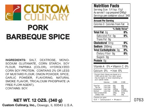 Custom Culinary Pork Barbeque Spice, 12 Ounce - pelletsmokerhq